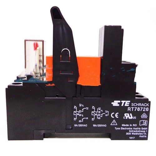 2PCS SCHRACK RT314024 24VDC Power Relay with RT78726 Socket 8A 250VAC # ...