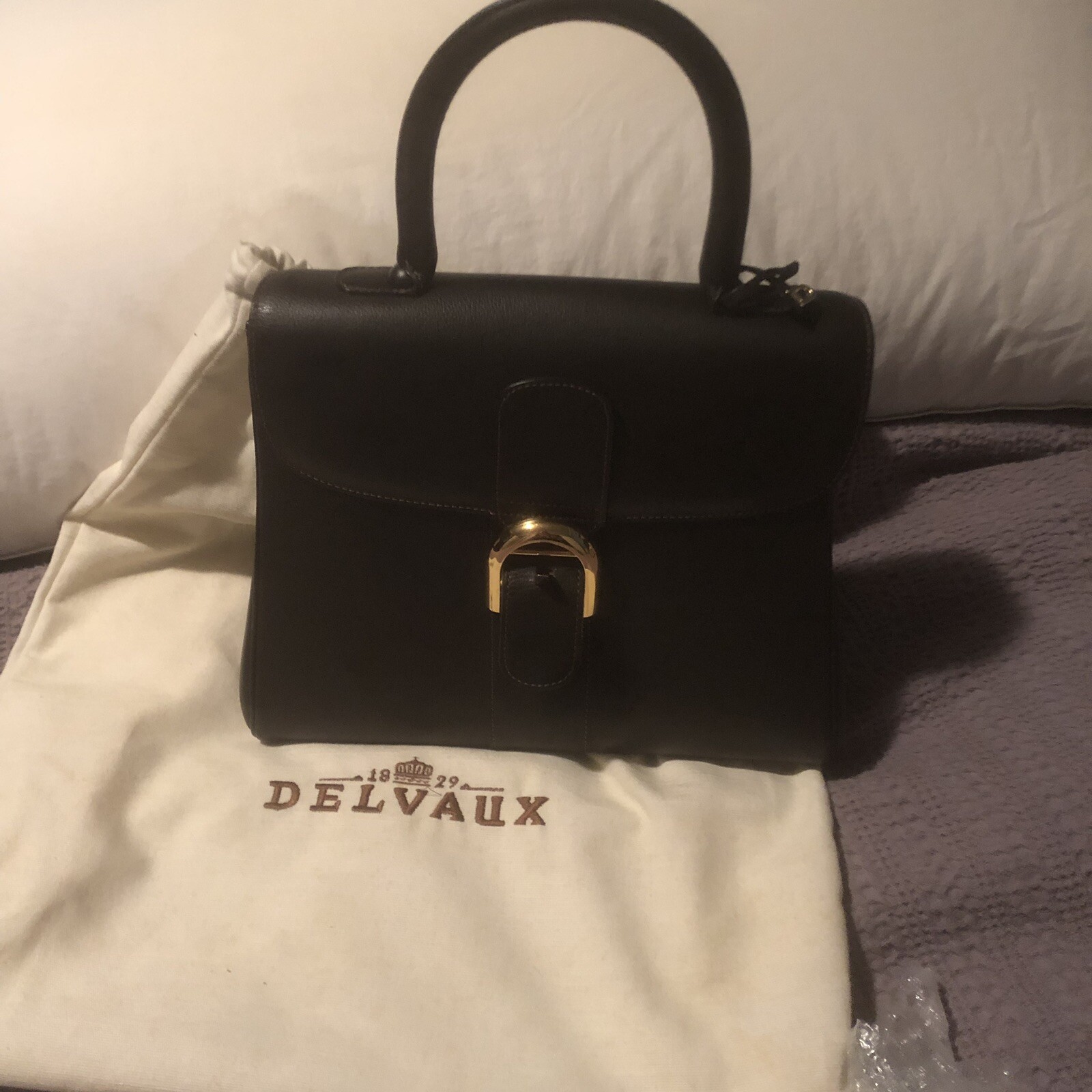 Authentic DELVAUX Logos Le Brillant Hand Bag Black Le… - Gem