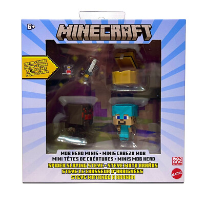 Minecraft Mob Head Minis - Spider Slayer Steve Pack of 2 Action Figures ...