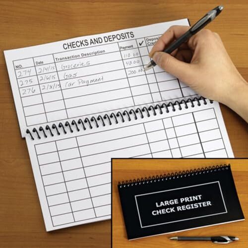 Jumbo Print Check Register Book - Large Print Easy-To-Read Spiral Bound ...