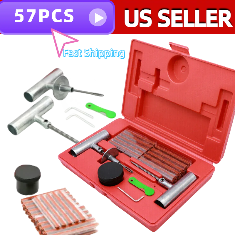 Car Tire Repair Tool Kit Heavy Duty Flat Tire Repair Kits Plug Patch ...
