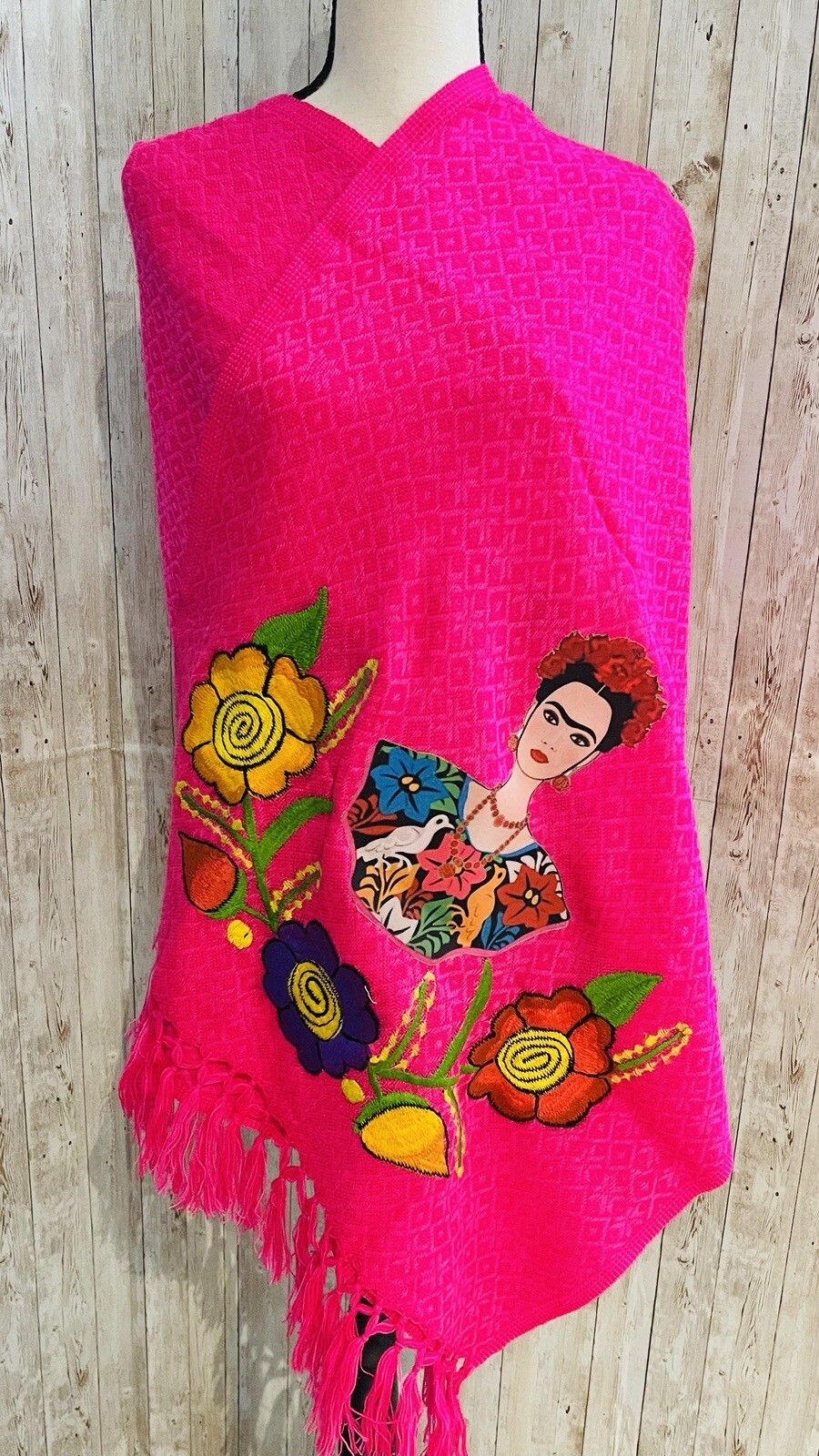 Frida Kahlo Mexican Embroidered Reboso Shawl Artisan Wrap Reboso Flores ...