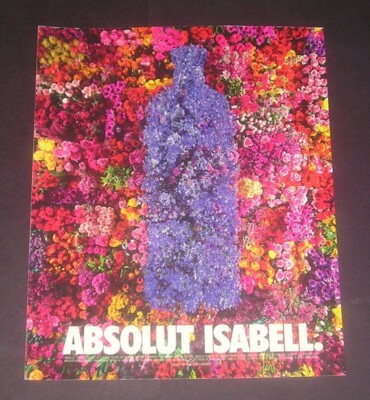 1999 Absolut Vodka Print Ad Absolut Isabell, Floral Design Art by ...