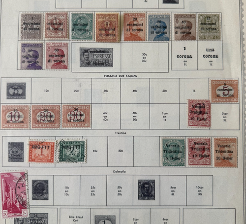 Old stamp collection harvest ~ 500 Italy & Colonies, Rodi, Trieste ...