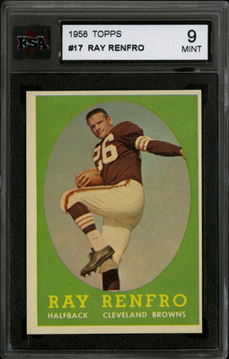 1958 TOPPS FOOTBALL ~ #17 ~ RAY RENFRO ~ CLEVELAND BROWNS ~ KSA 9 MINT ...