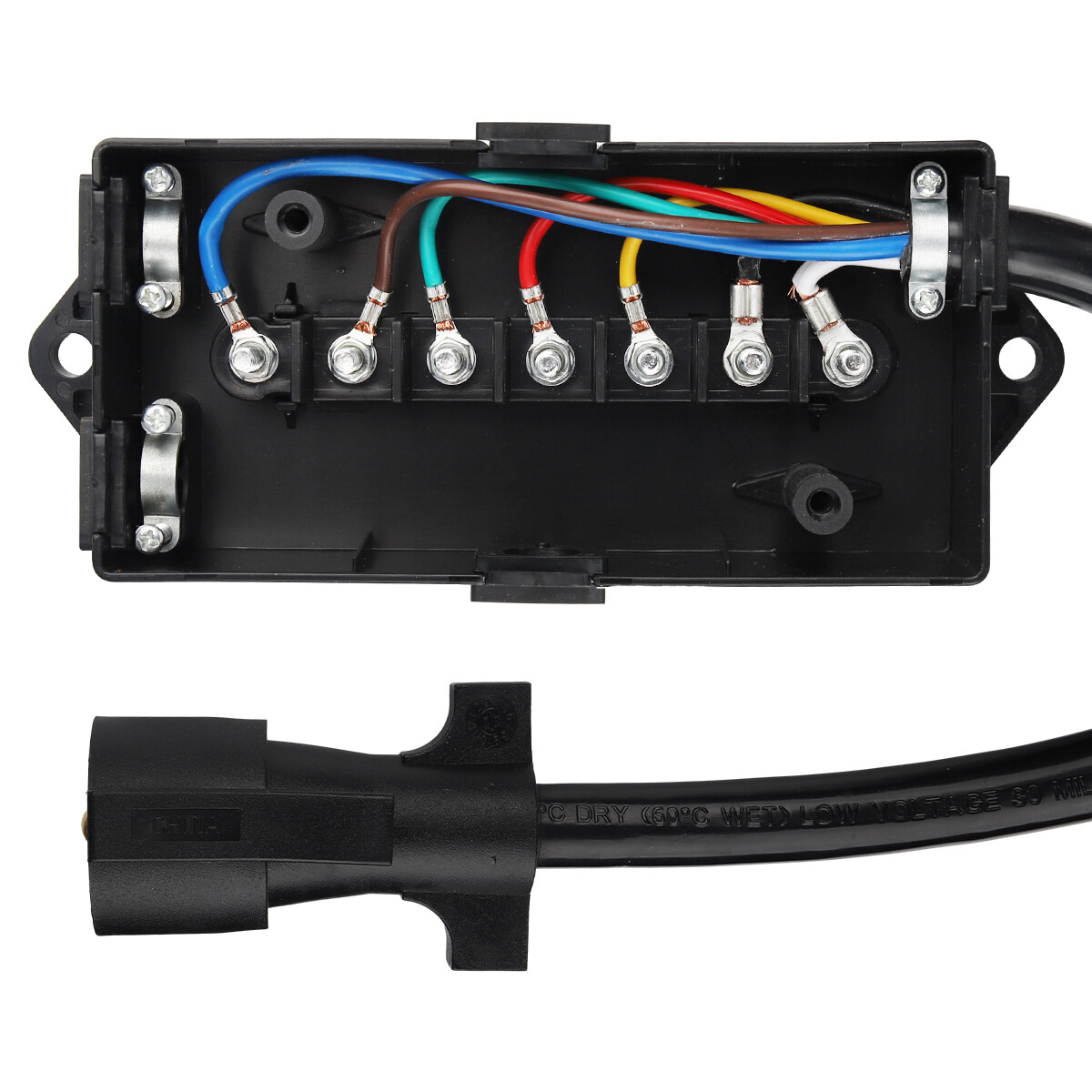 4ft 8ft Trailer Cord 7 Way Plug 7-Pole Inline Junction Box Wiring ...