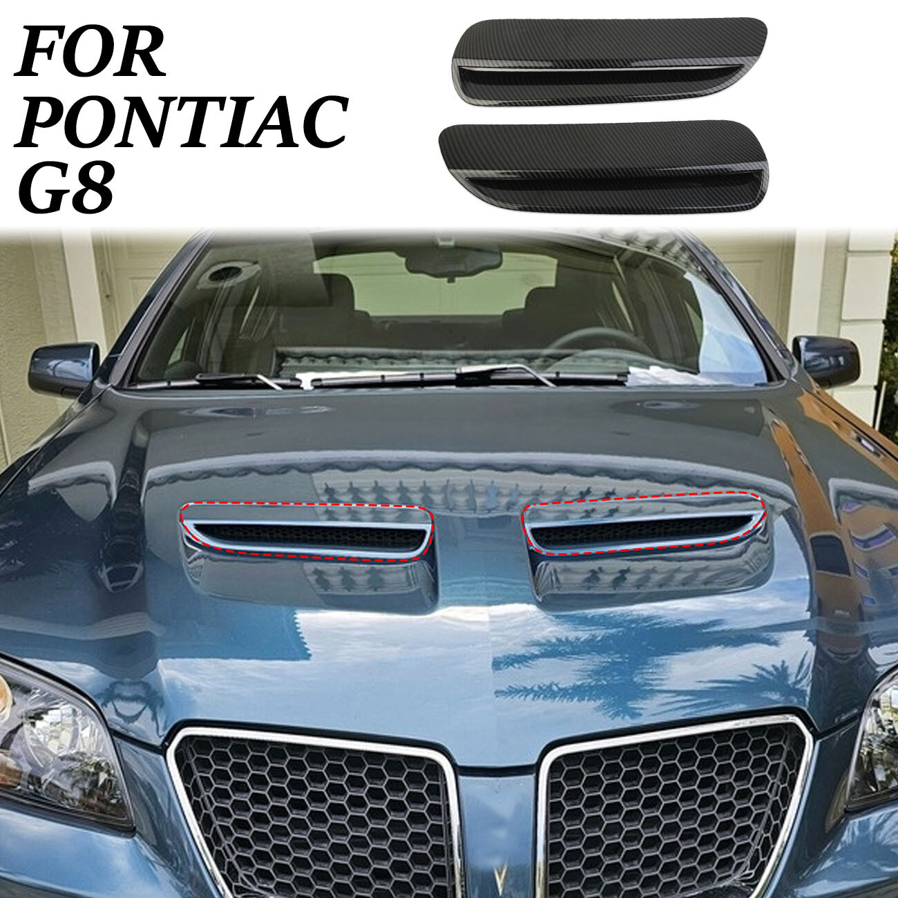 Carbon fiber style engine hood air outlet vent moulding trim for ...