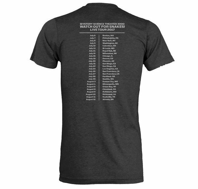 New: Grey MYSTERY SCIENCE THEATER 3000 (MST3K) Moon Logo w/ Cast Tour T ...