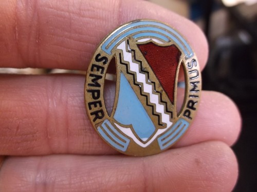 NEAT OLDER VTG USA MILITARY ENAMEL BUTTON "SEMPER PRIMUS" 1st INFANTRY ...