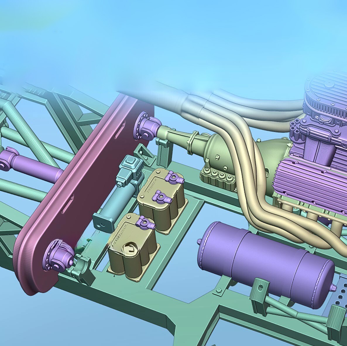 Vintage Style Twin V8 Semi Lowrider Custom Truck plastic model build kit