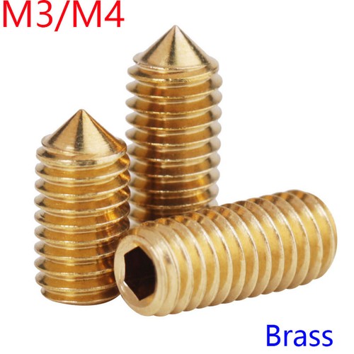 M5 M6 Solid Brass Grub Screw Cone Point Allen Hex Socket Set Screws ...