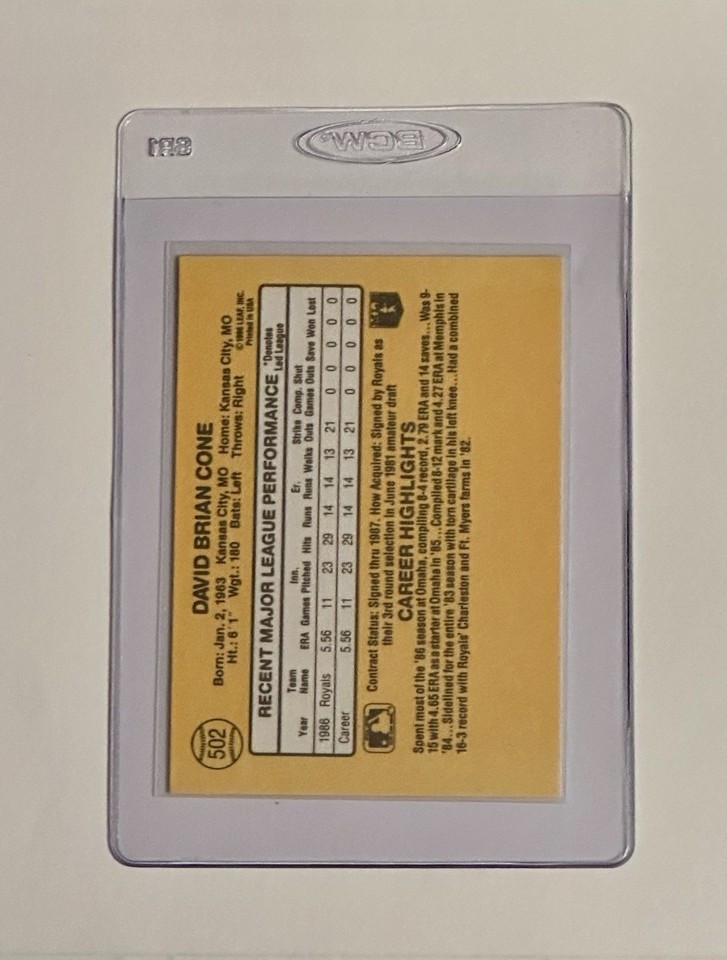 1987 Donruss David Cone Rookie #502 (RC) - SHARP! | eBay