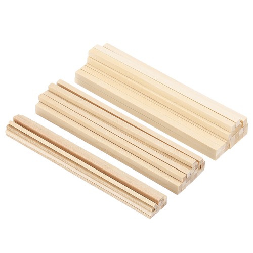 220Pcs 6" Dowel Rods Wood Sticks Square Wooden Dowels 1/8" 3/16" 15/64 ...