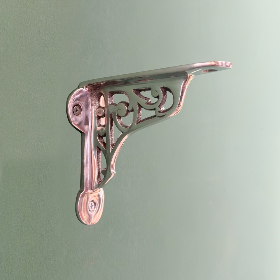 CAST CHROME POLISHED VICTORIAN SCROLL WALL SHELF BRACKET CISTERN ...