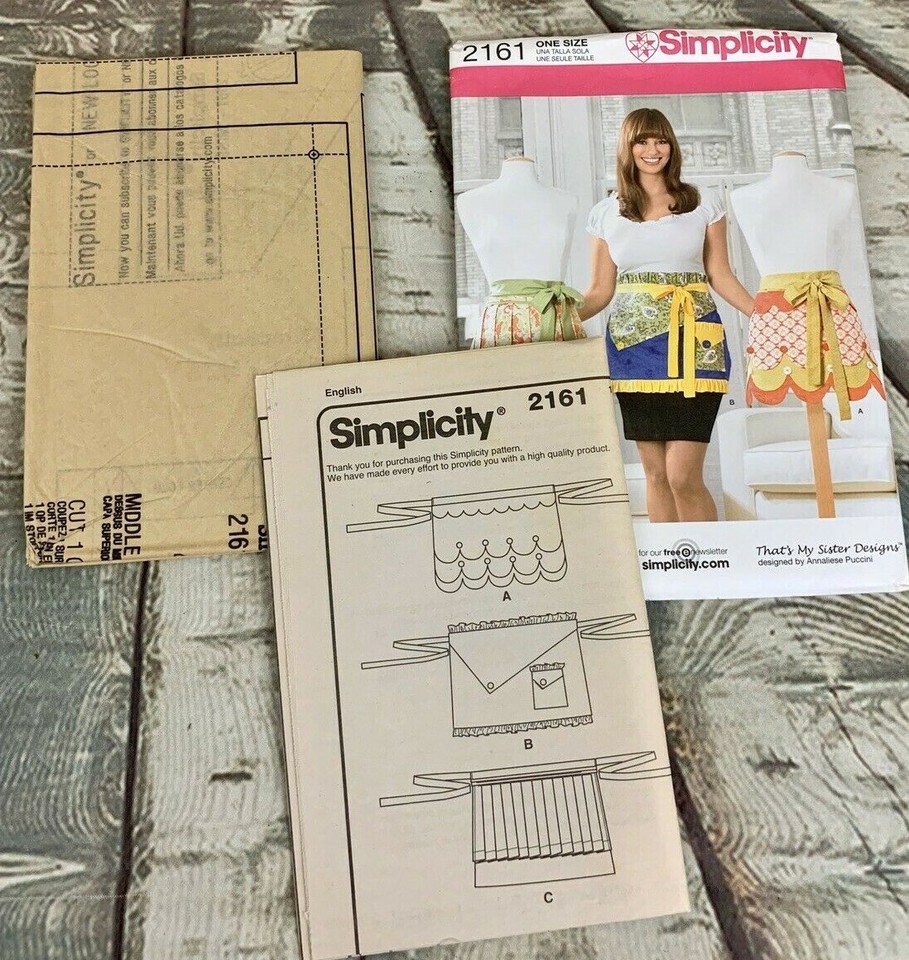 Simplicity 2161 One Size Apron Sewing Pattern Uncut 3 Styles By Puccini ...