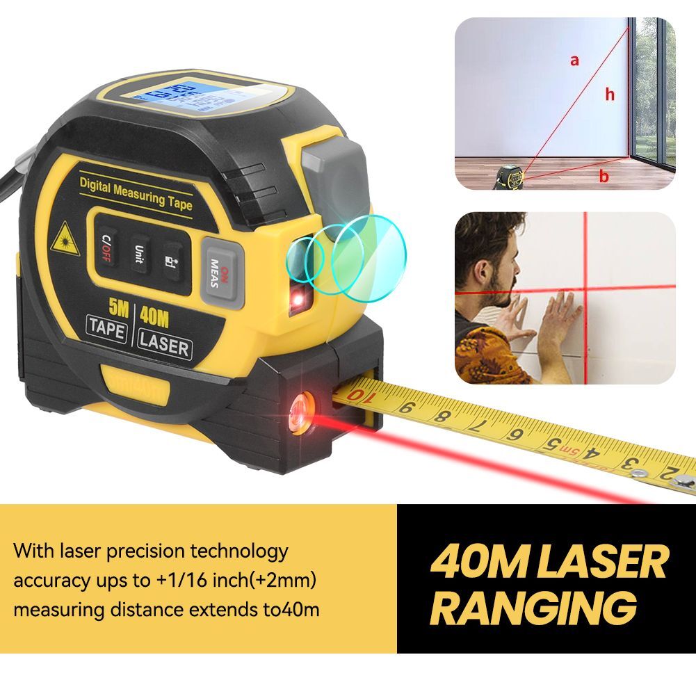 3in1 Digital Measure Tape Laser Distance Meter Measuring Tool Range ...