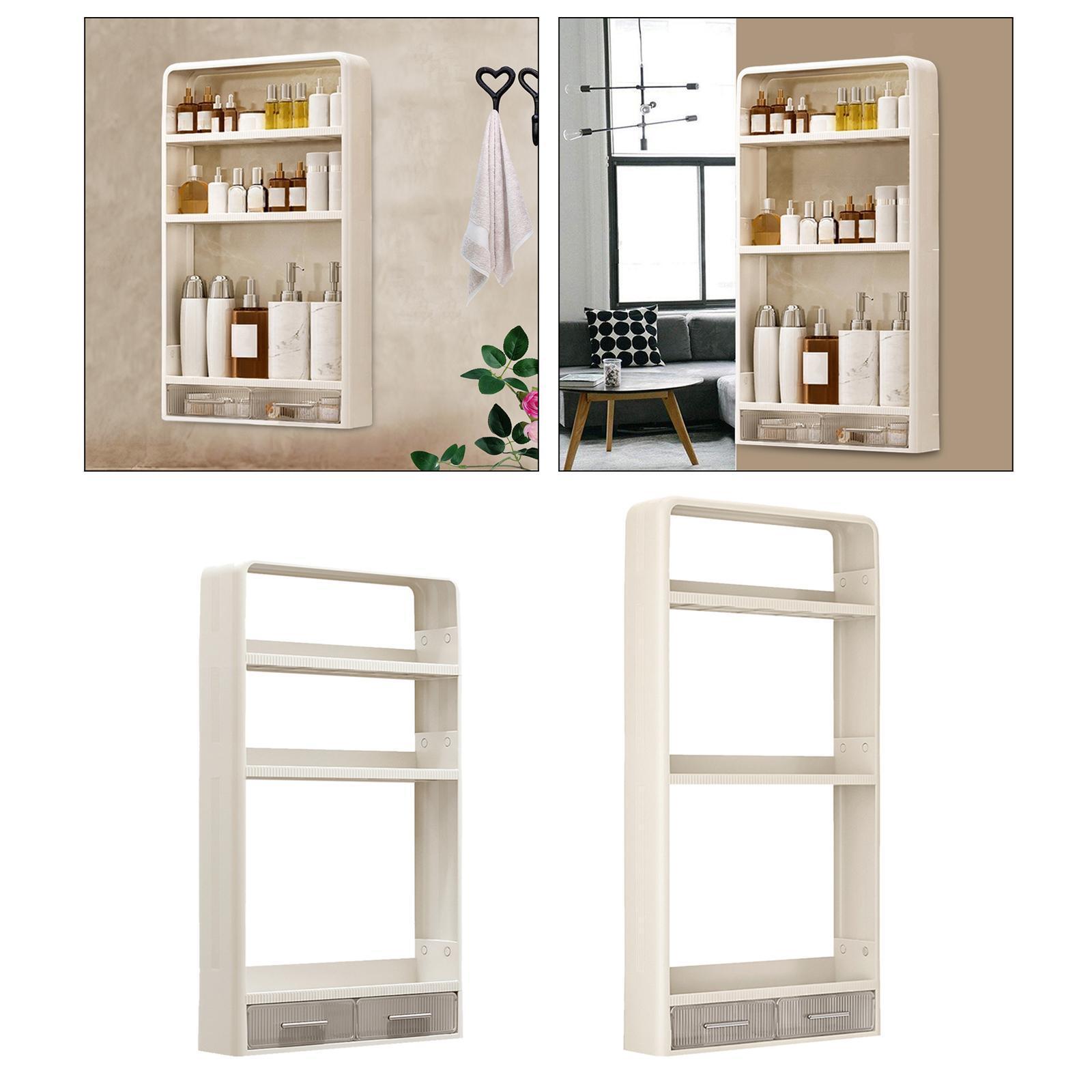 Bathroom Storage Rack Makeup Cosmetic Shelf for Skincare No Drill Wall ...