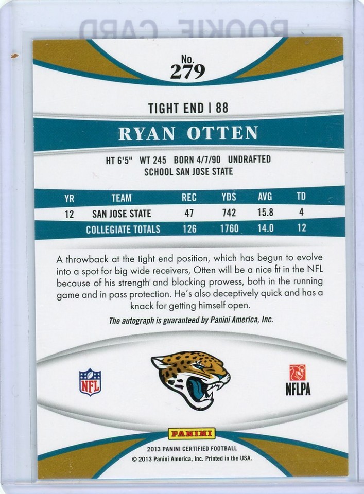 ryan otten 2013 panini certified new generation mirror blue rookie auto ...