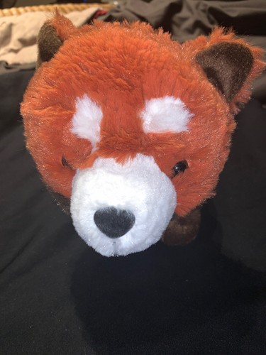 HUGFUN Hug Fun 10" Red raccoon Plush Stuffed Animals Brown White Bow ...