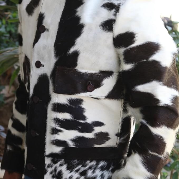 Genuine Cowhide Leather Jacket for Men | Natural Hair-On Cow Skin ...