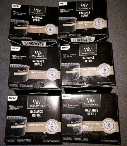 Lot of 6 NIP WoodWick Radiance Diffuser Refill Sand & Driftwood ...