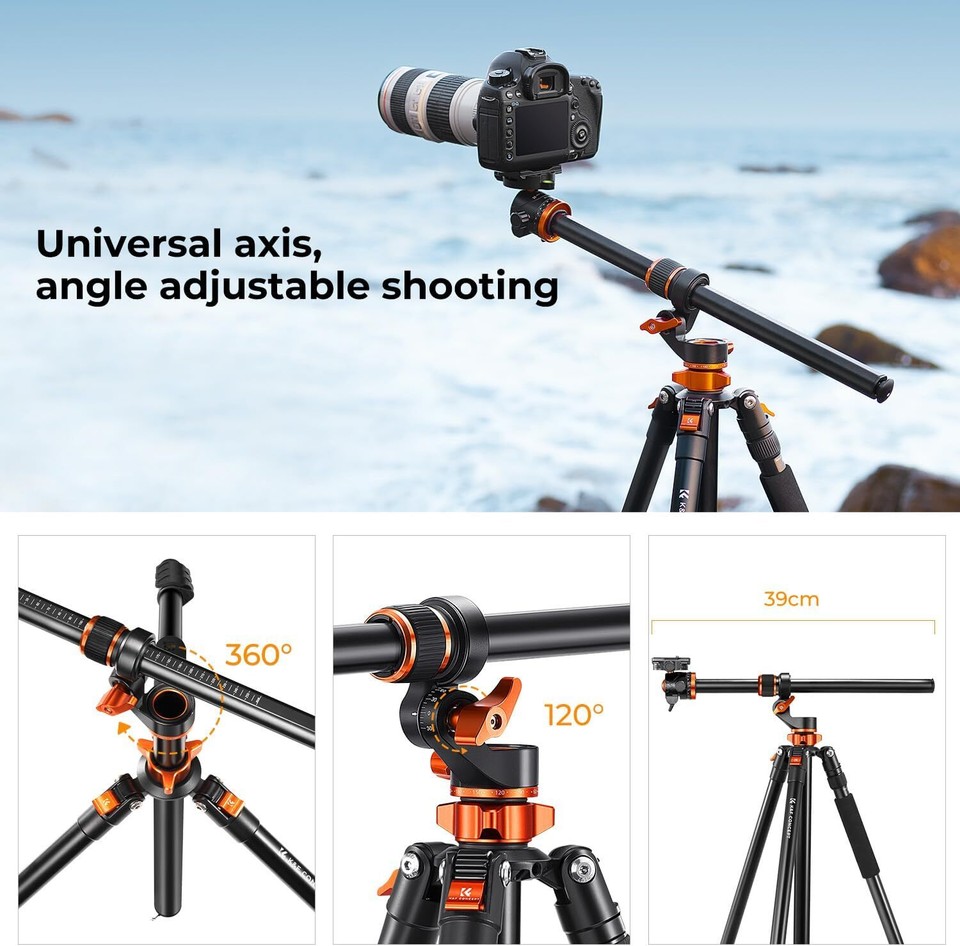 K&F Concept 90inch Camera Tripod Ultra High Horizontal Overhead ...