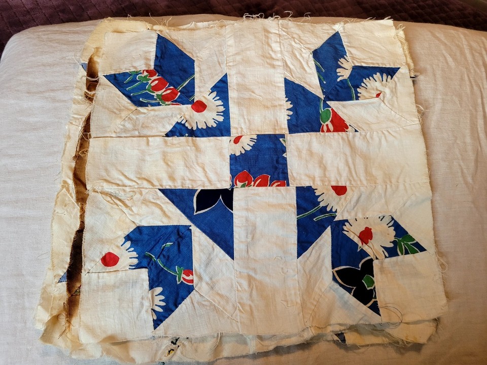 20 Vintage Hand & Machine Stitched 12" Quilt Blocks Please See Pics ...