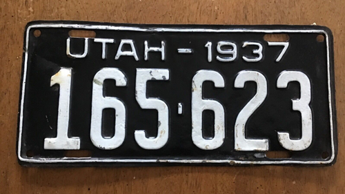 1937 Utah License Plate Tag 165 623 | eBay