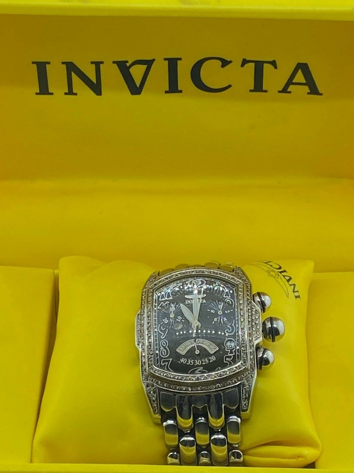 Invicta #2219 Swiss Stainless Steel Black Face Watch W/ Genuine ...