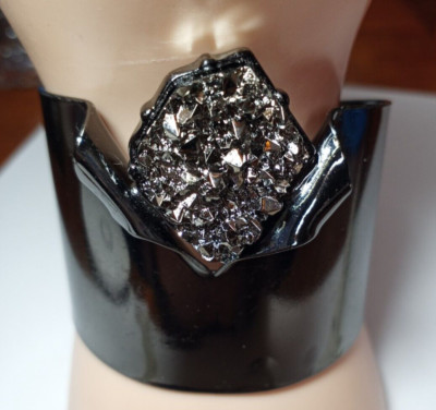 Vintage BCB Generation Black METAL wIth Rhinestones CUFF Bracelet | eBay
