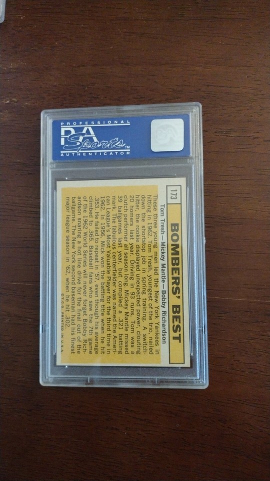 1963 Topps Bombers' Best #173 Mickey Mantle PSA 7 - Bobby Richardson ...
