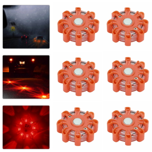 6PCS Magnetic Road LED Emergency Beacon Roadside SOS Flare Safety ...