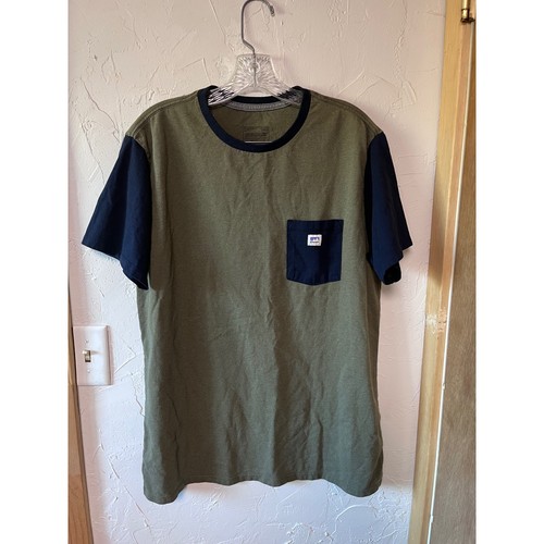 Patagonia Colorblock Pocket T Shirt Olive Green Navy Blue Size L | eBay