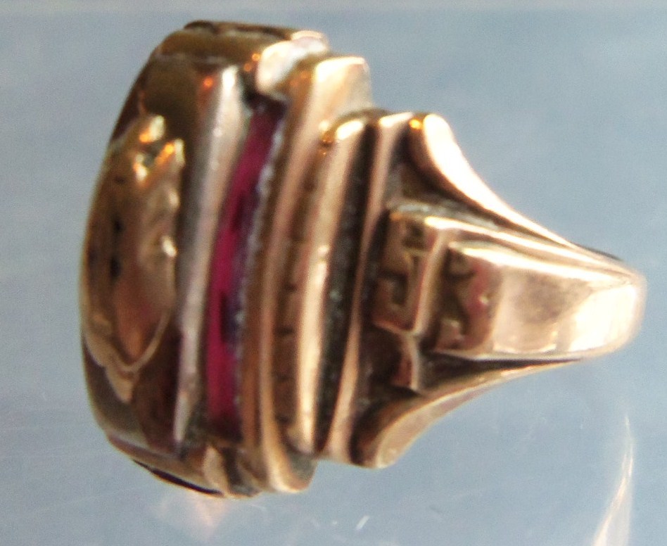 VINTAGE ART DECO 10K SOLID GOLD WOMANS CLASS RING OKC OK 4.7GR 1953 ...