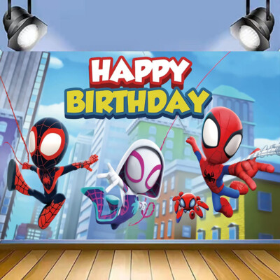 Spidey and His Amazing Friends Birthday Backdrop Party Photo Background ...