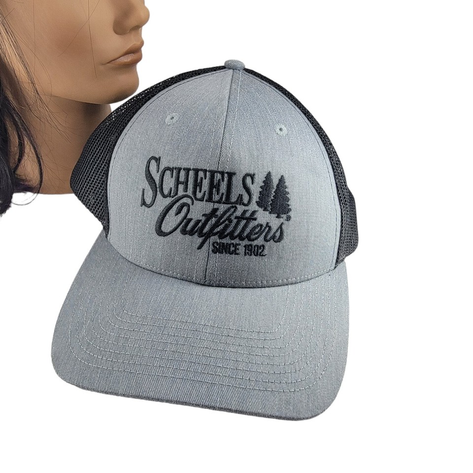 Scheels Outfitters Truckers Snapback Baseball Cap Hat Grey Black | eBay