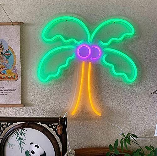 20"x20.1" Palm Tree Flex LED Neon Sign Light Party Gift Beer Bar ...