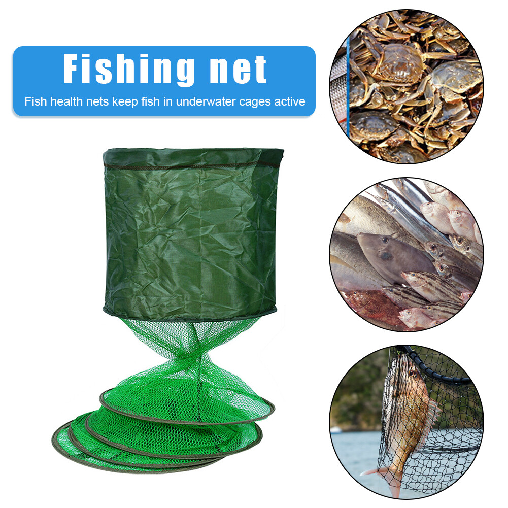 Fish Basket Live Fish Net Folding Glue Coating Fishing Tackle (25x150cm ...