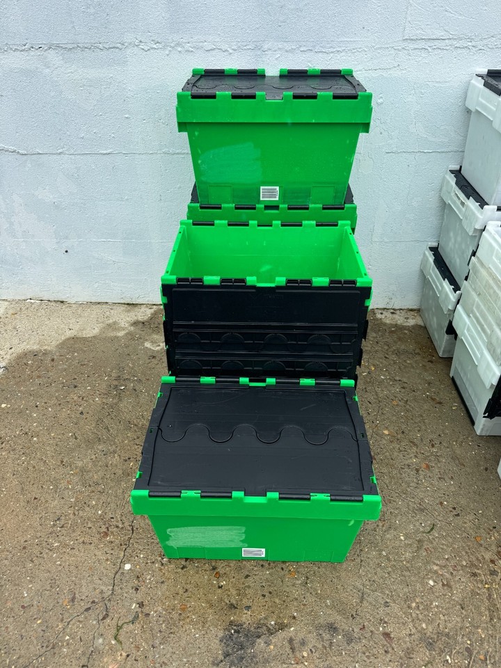 6 x 32ltr Heavy Duty Plastic Storage Tote Boxes 48 x 32 x 30cm ALC ...