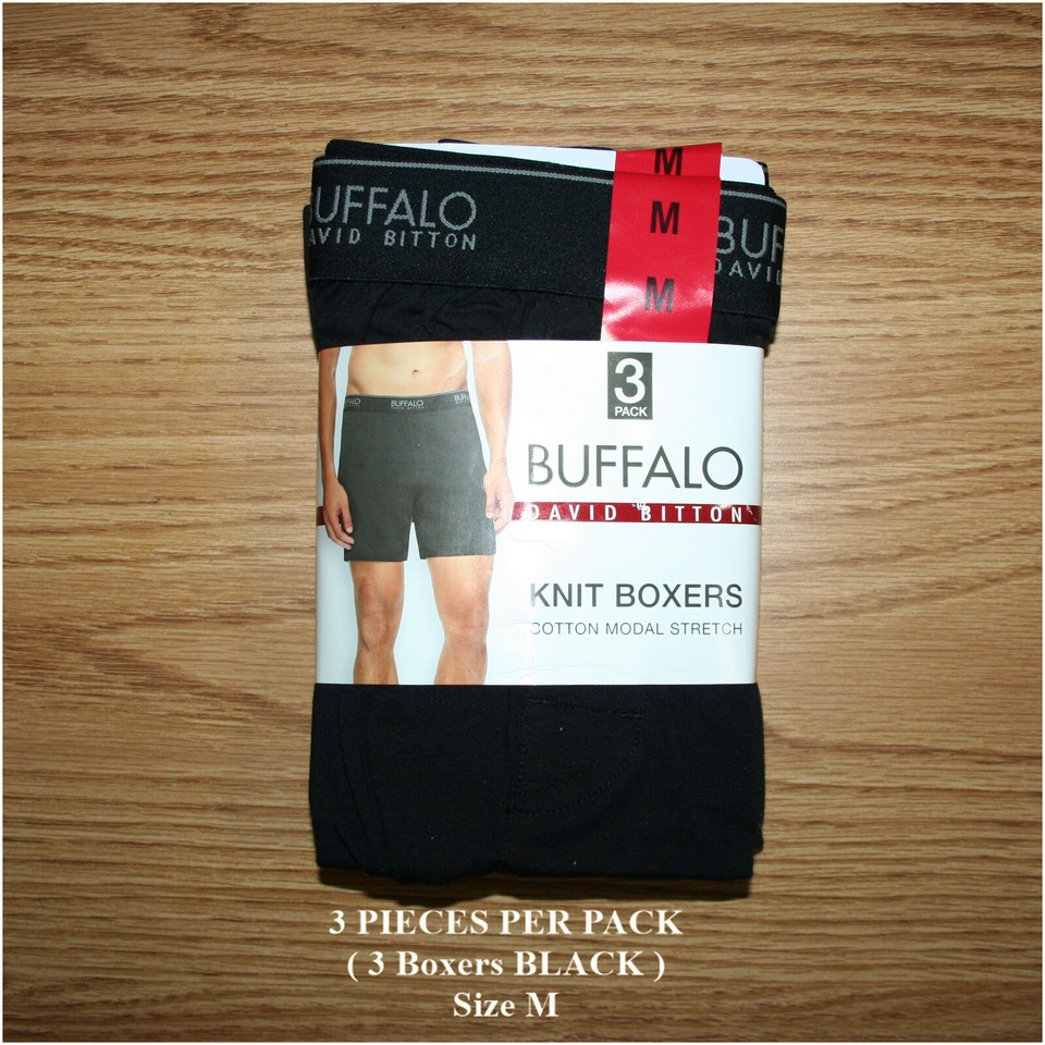 BUFFALO DAVID BITTON, Men's Underwear, KNIT BOXERS, 3 Piece/Pack, New ...