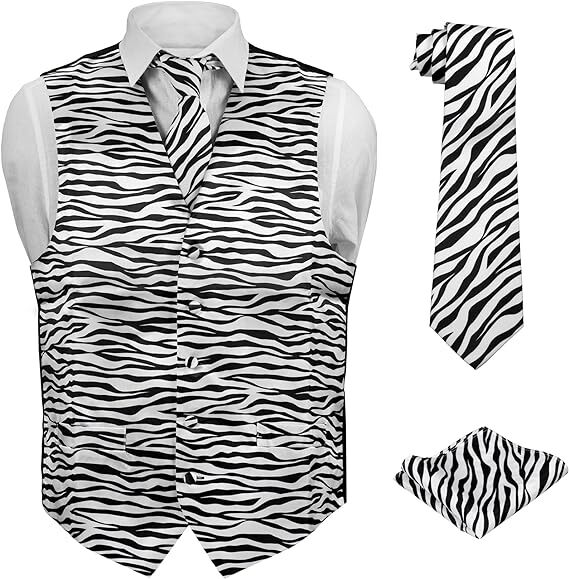 Concitor Mens Dress Vest Animal Skin Space Pattern Avocado Necktie ...