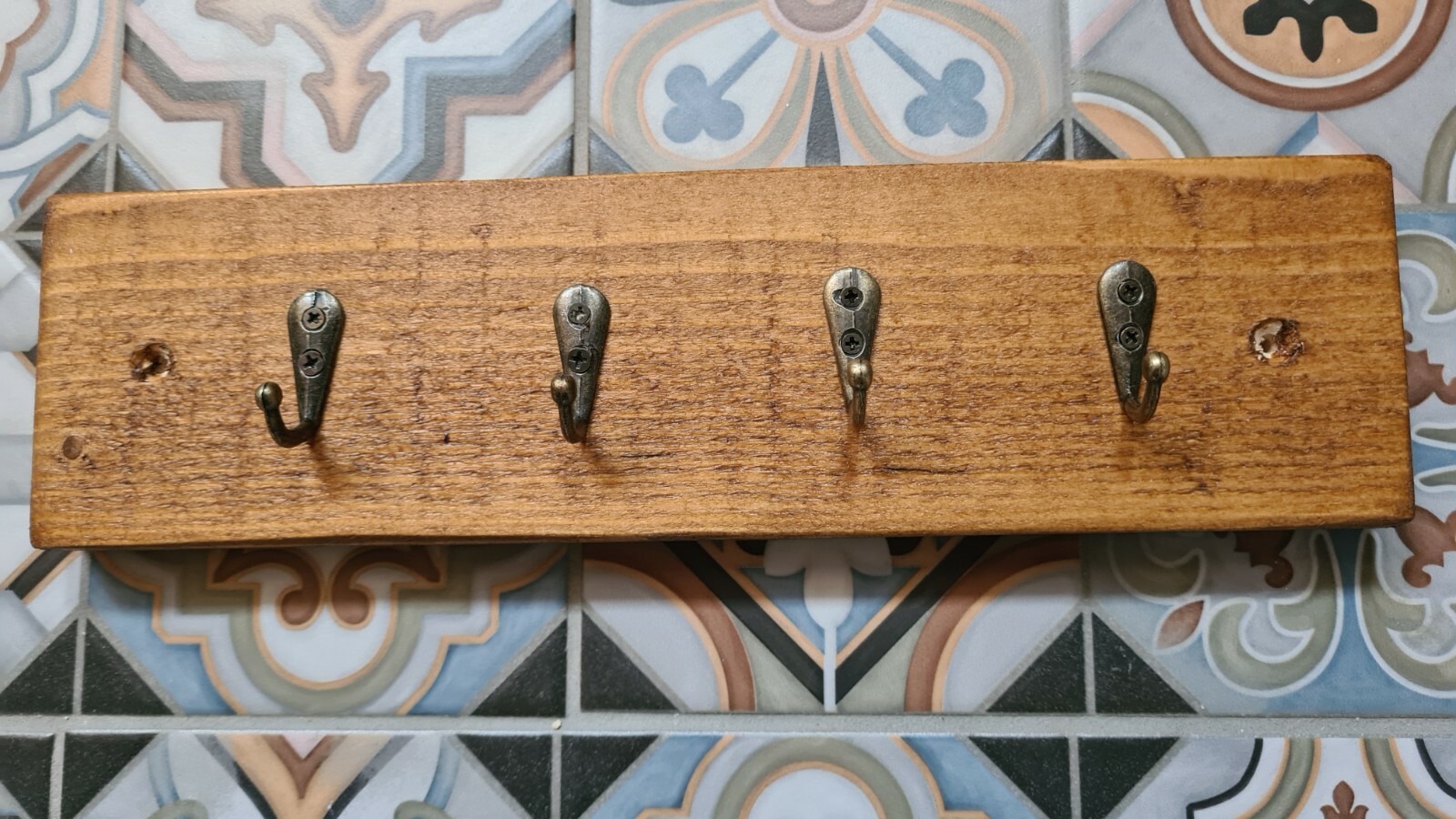 Rustic wood handmade key hooks, key holder, Key rack, hallway organiser ...