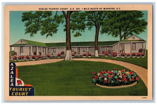 Manning South Carolina Postcard Azalea Tourist Court Field c1940 ...