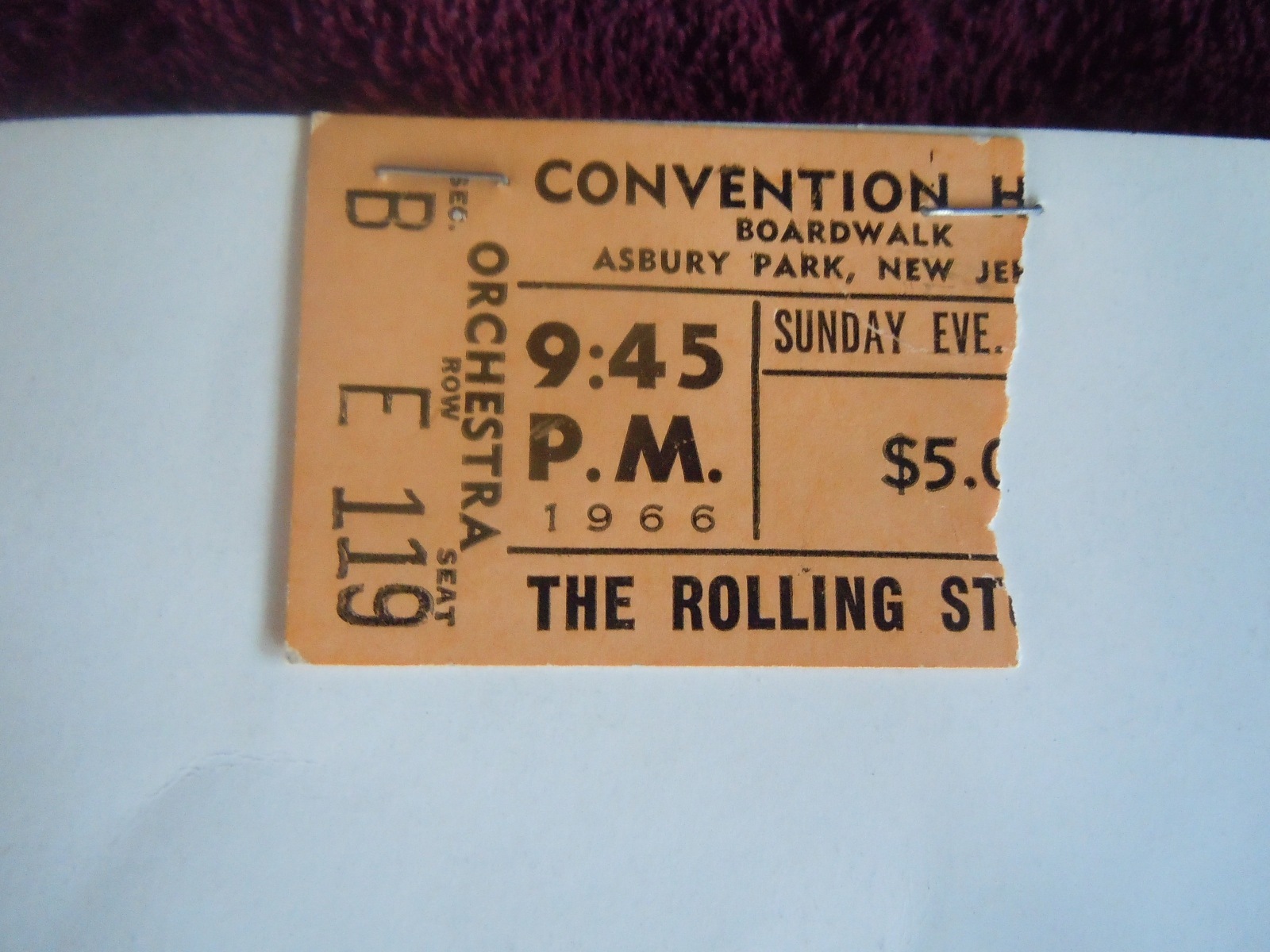Rolling Stones Brian Jones Ticket Stub and Tour Program 1966 Asbury ...