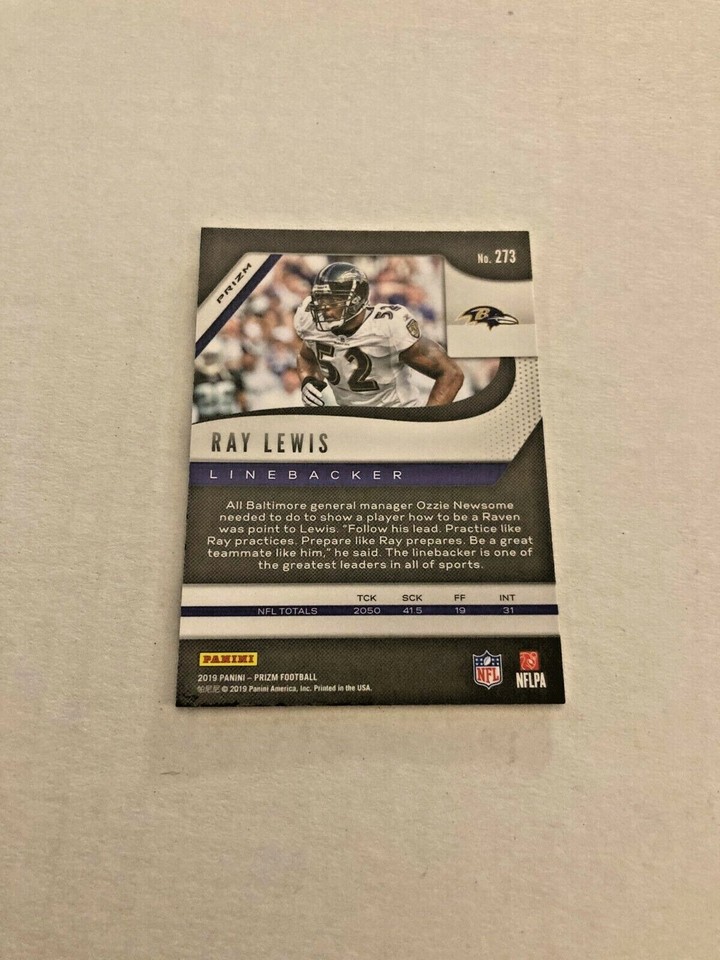 2019 Panini Prizm Ray Lewis Silver Prizm Card #273 Rare | eBay