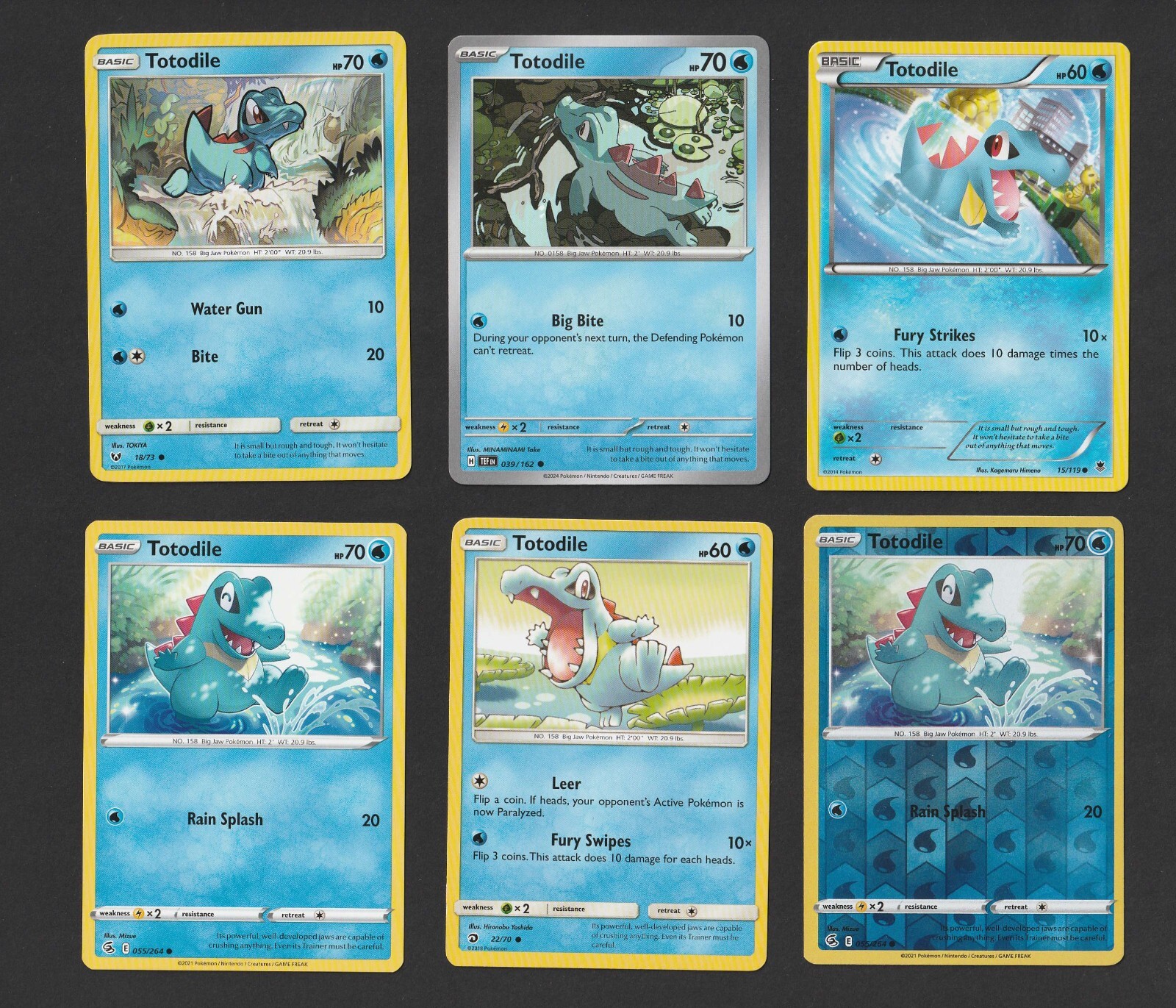 Totodile Pokemon Card Collection Set of 6 English Cards Reverse Holo ...