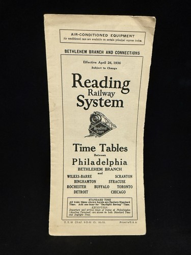 Reading Co. Time Tables- Philadelphia- Bethlehem Branch (April 26, 1936 ...