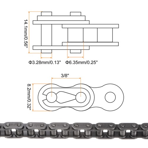 06B Roller Chain 10 Feet Carbon Steel Chains 3/8" Industrial Chain 320 ...