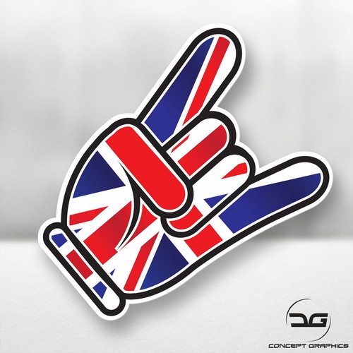 Union Jack UK Flag Funny Rock Hand Euro GB Car Window Bumper Vinyl ...