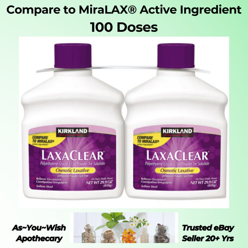 Kirkland LaxaClear 2 Bottles - 50 Doses Each - Compare to MiraLAX | eBay